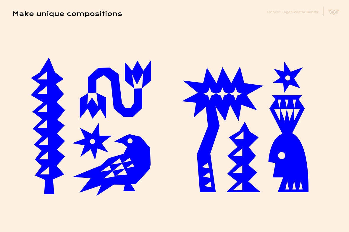 Linocut Logos Vector Bundle | Instant Download | Simple Vector | Text ...