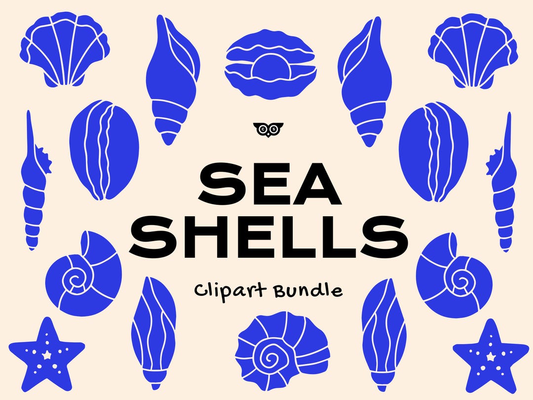 Sea Shells Clipart Bundle, Silhouette Ocean PNG, SVG Under Water Files ...