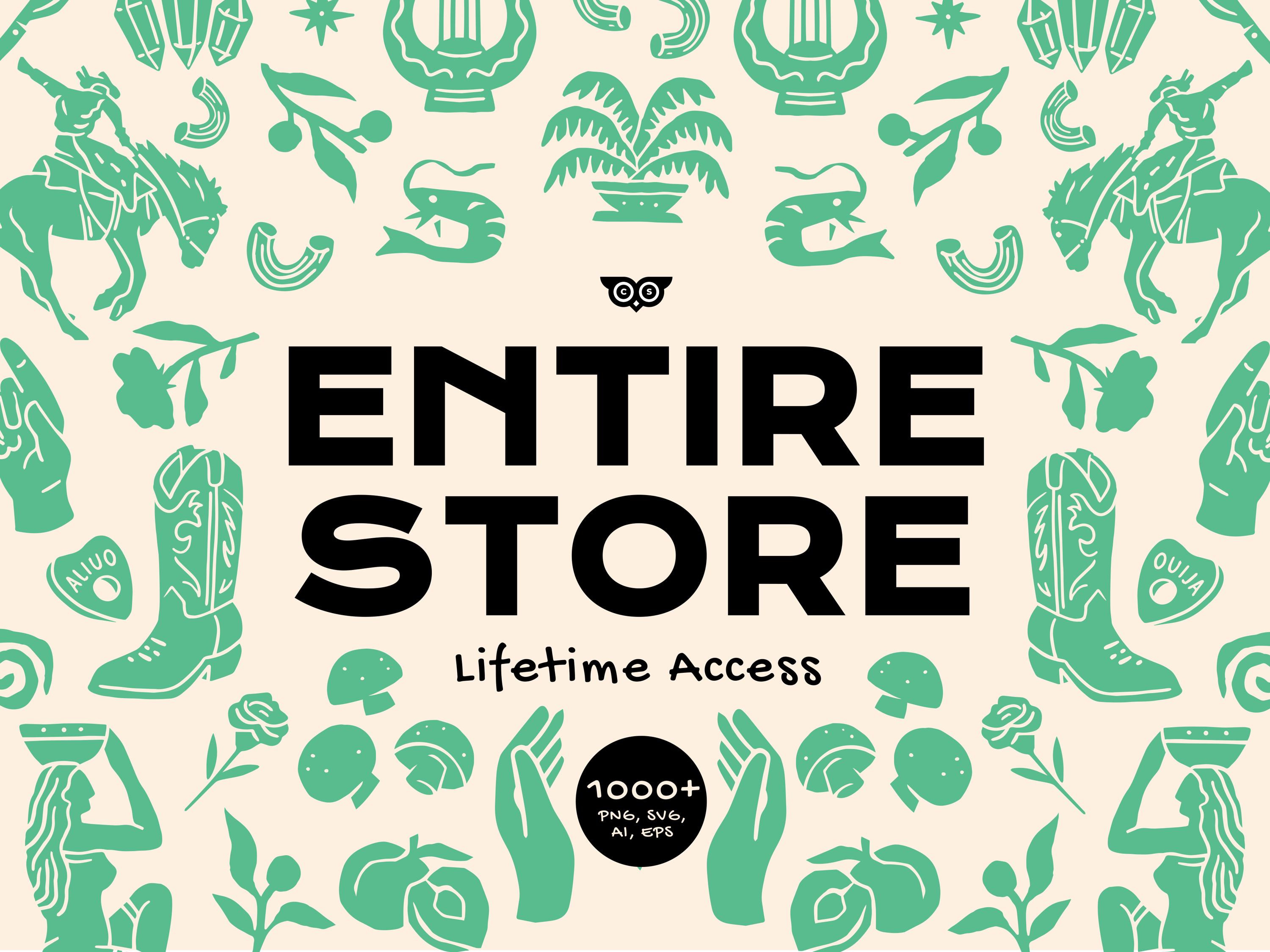 Entire Store Bundle Clipart, Digital Linocut Floral Clipart, Whole Shop ...