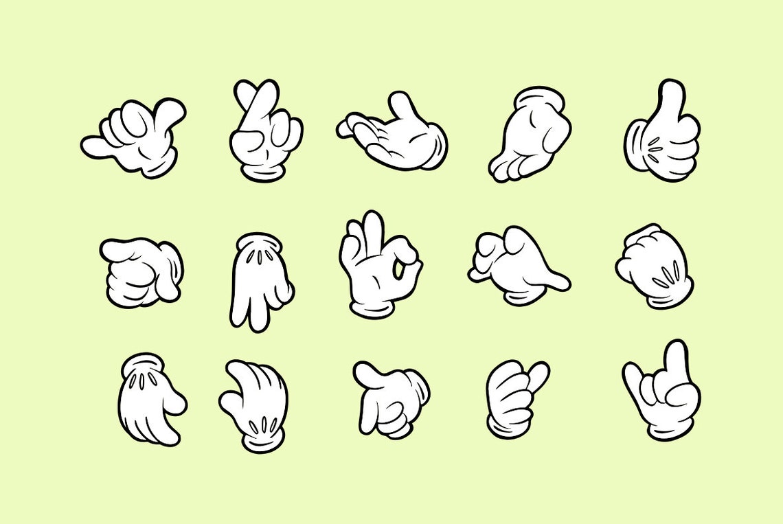 Retro Cartoon Vector Hands | PNG Design | Logo Hands | Instant Download ...