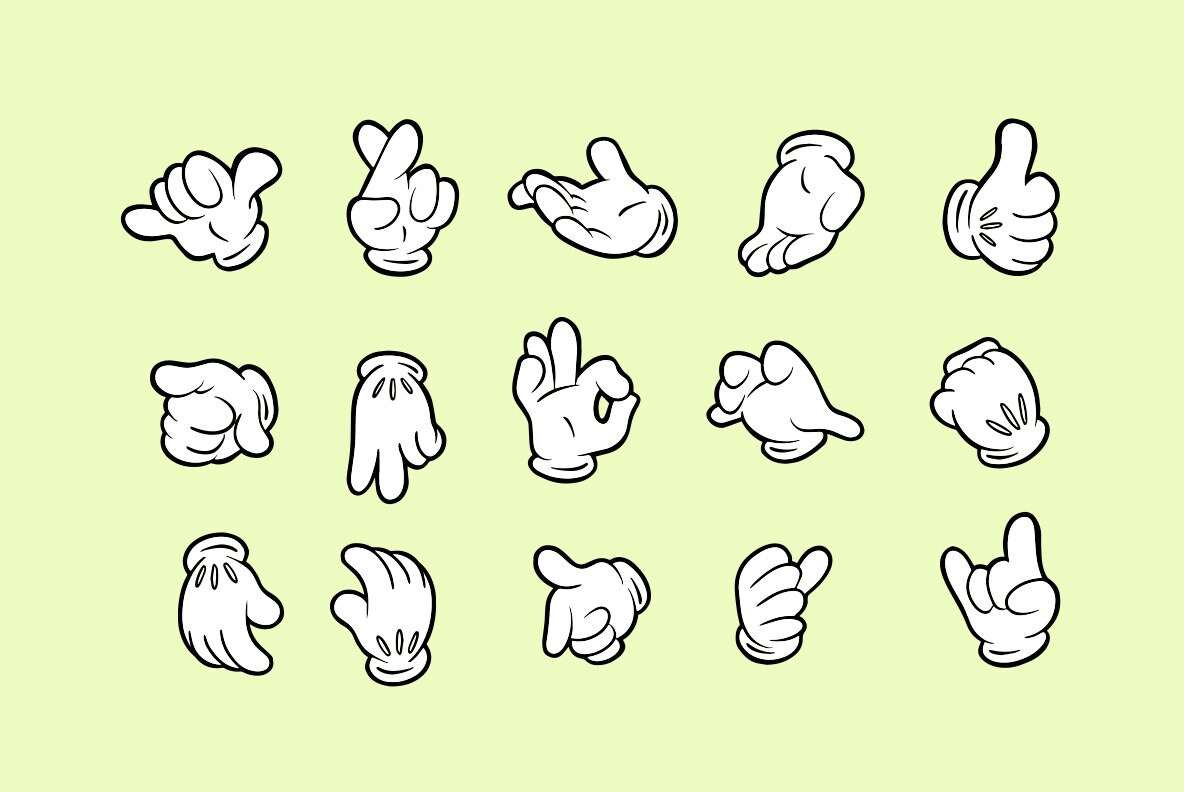 Retro Cartoon Vector Hands | PNG Design | Logo Hands | Instant Download ...
