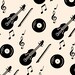 Musical Instruments Linocut Clipart, PNG Silhouette Guitar Vectors ...