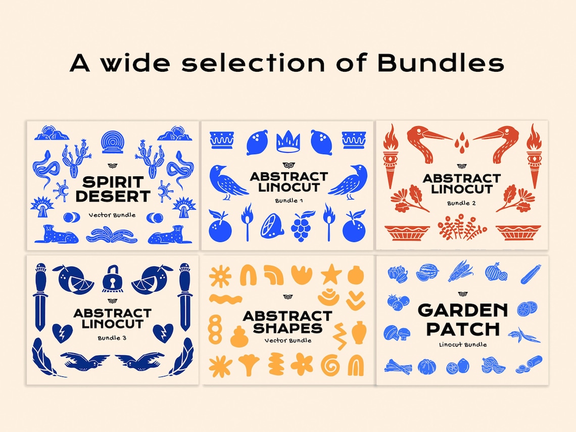 Entire Store Bundle Clipart, Digital Linocut Floral Clipart, Whole Shop ...