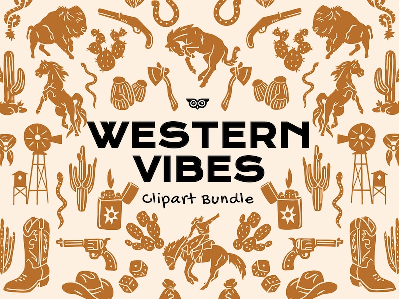 Western Vibes Clipart Bundle, Handrawn Linocut Cowboy PNG, Cowgirl SVG ...