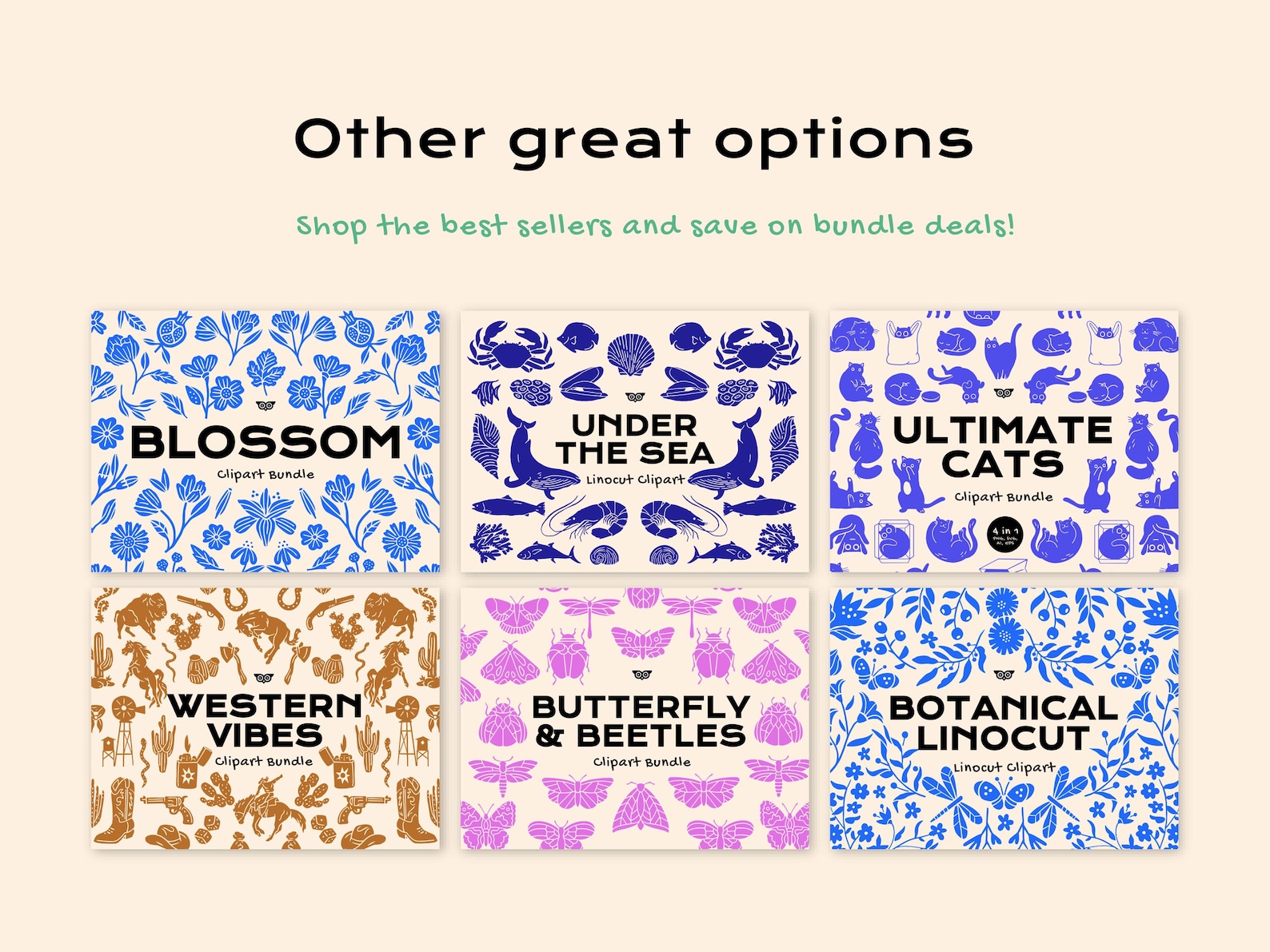 Boho Shapes Clipart Bundle, Handrawn Linocut Vectors, Shape PNG Files ...