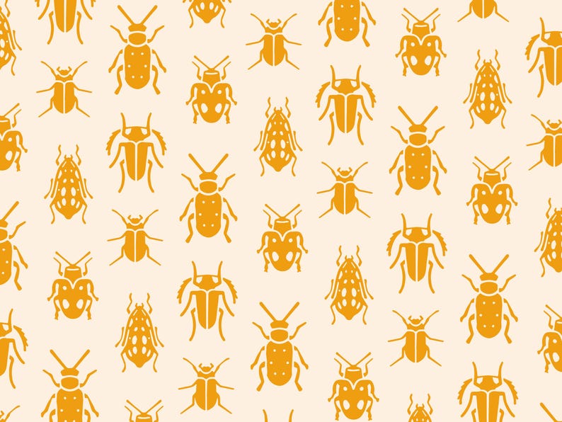 Insects Linocut Clipart, Beetle Handrawn Vectors, PNG Bugs and Insects ...