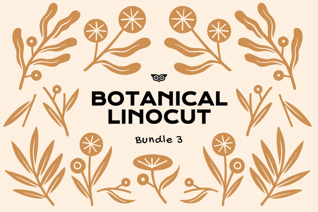 Botanical Linocut Bundle 3 | Floral Vector Set | Instant Download ...