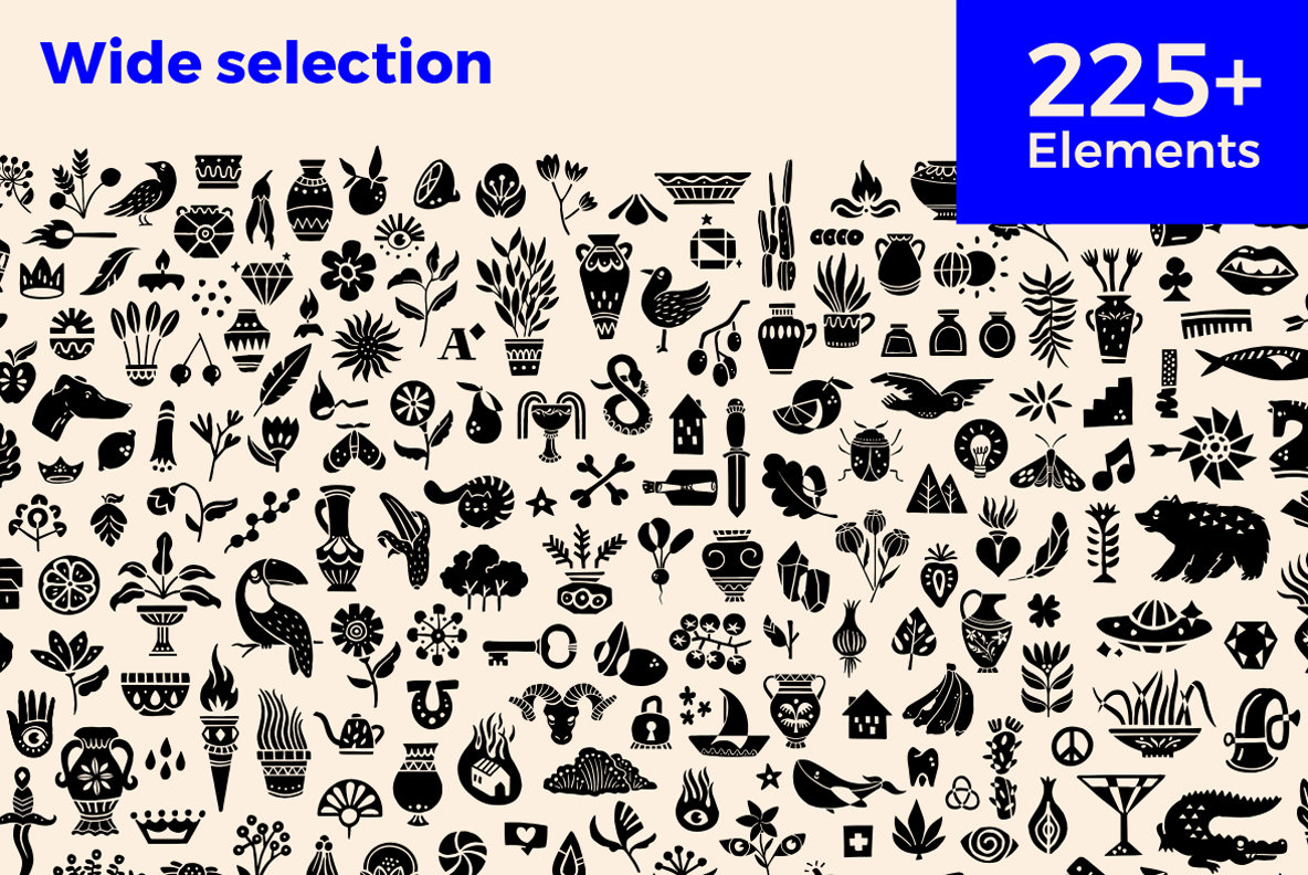 Mega Bundle Abstract Linocut Vectors PNG Clipart Floral Clipart Flower ...