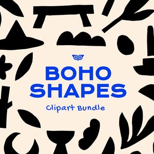 Boho Shapes Clipart Bundle, Handrawn Linocut Vectors, Shape PNG Files ...