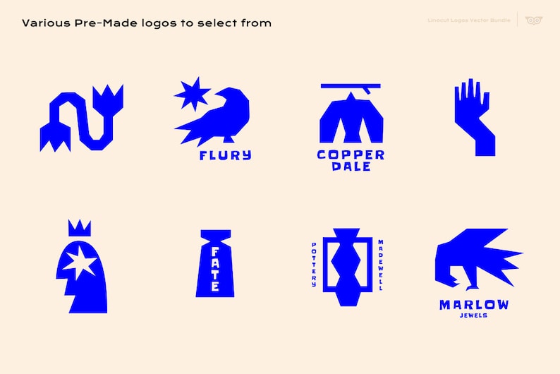 Linocut Logos Vector Bundle | Instant Download | Simple Vector | Text ...