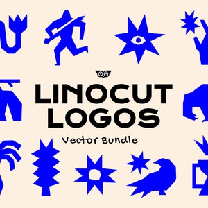 Linocut Logos Vector Bundle | Instant Download | Simple Vector | Text ...