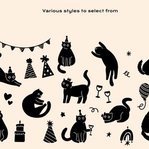 Party Cats Clipart Bundle, Vector Kittens, Handrawn Cat PNG and SVG ...