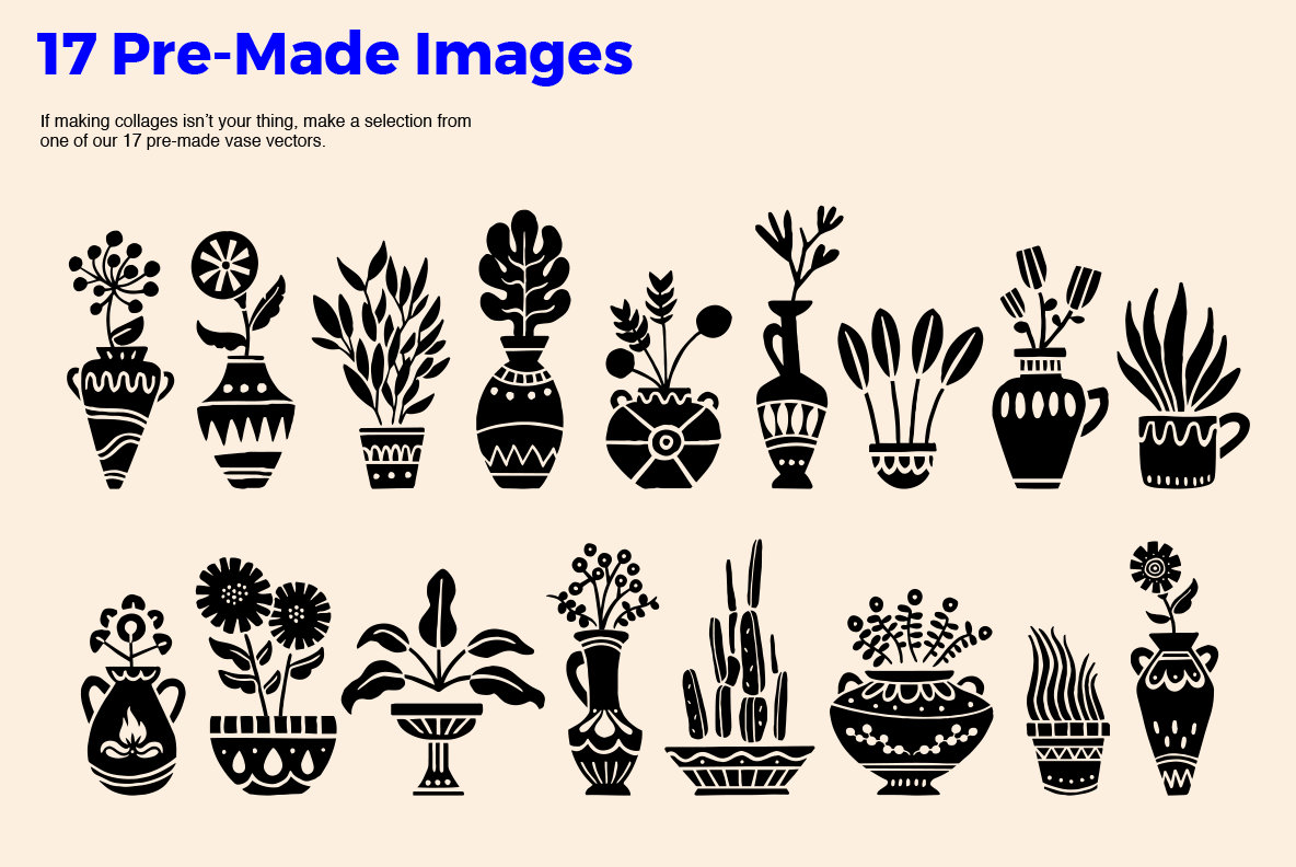 Mega Bundle Abstract Linocut Vectors PNG Clipart Floral Clipart Flower ...