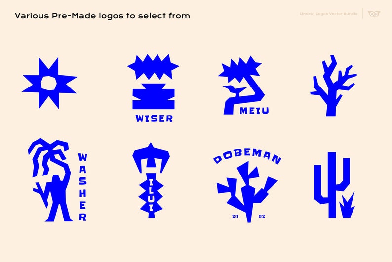 Linocut Logos Vector Bundle | Instant Download | Simple Vector | Text ...