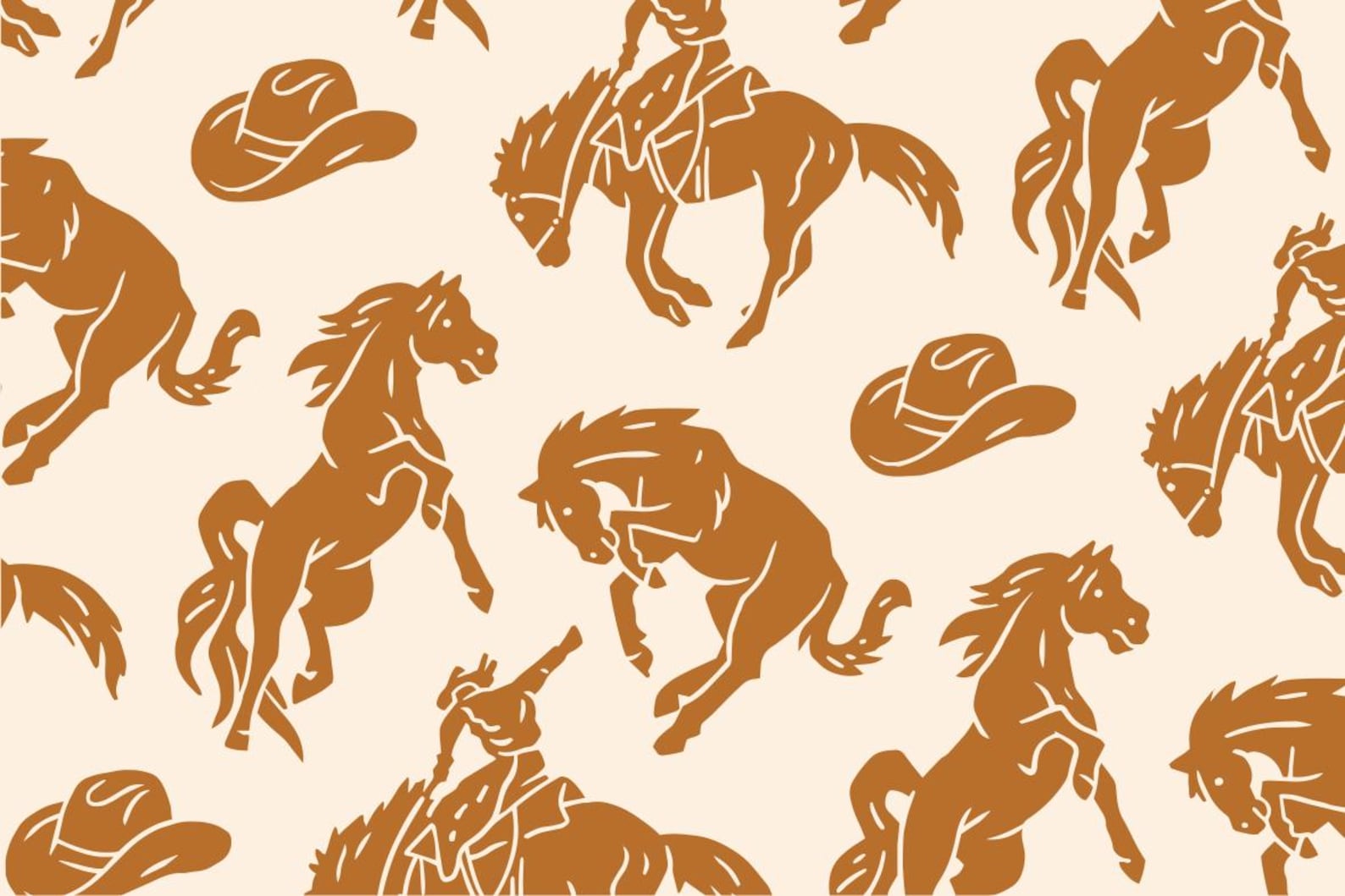 Western Vibes Clipart Bundle, Handrawn Linocut Cowboy PNG, Cowgirl SVG ...