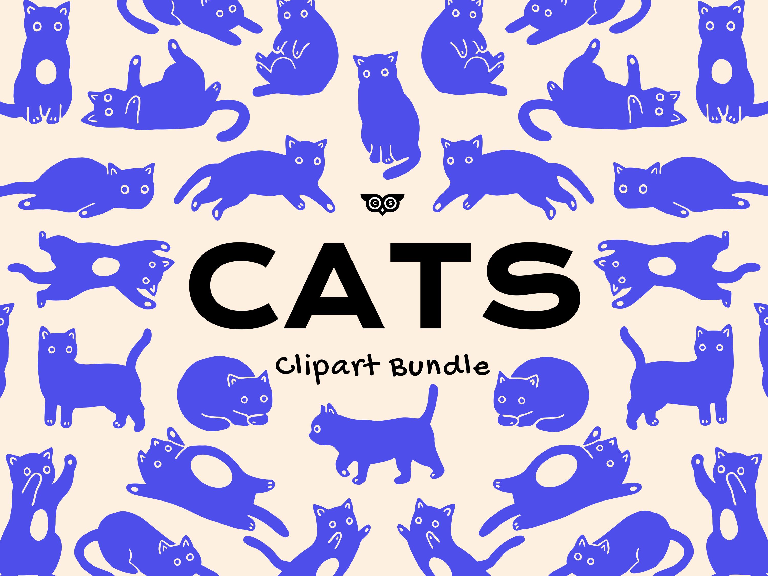 Cats Clipart Bundle, Vector Kittens, Handrawn Cat PNG and SVG Files ...