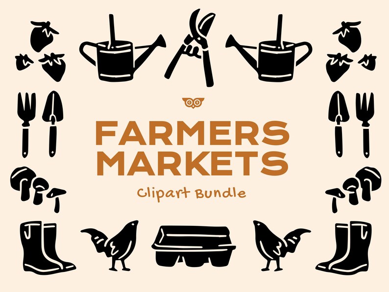 Farmers Markets Clipart Bundle, Handrawn Linocut Vectors, Vegetables ...