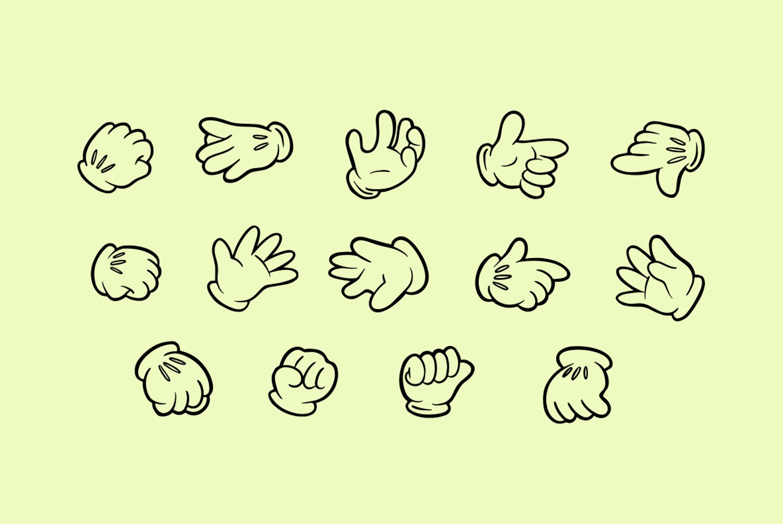 Retro Cartoon Vector Hands | PNG Design | Logo Hands | Instant Download ...