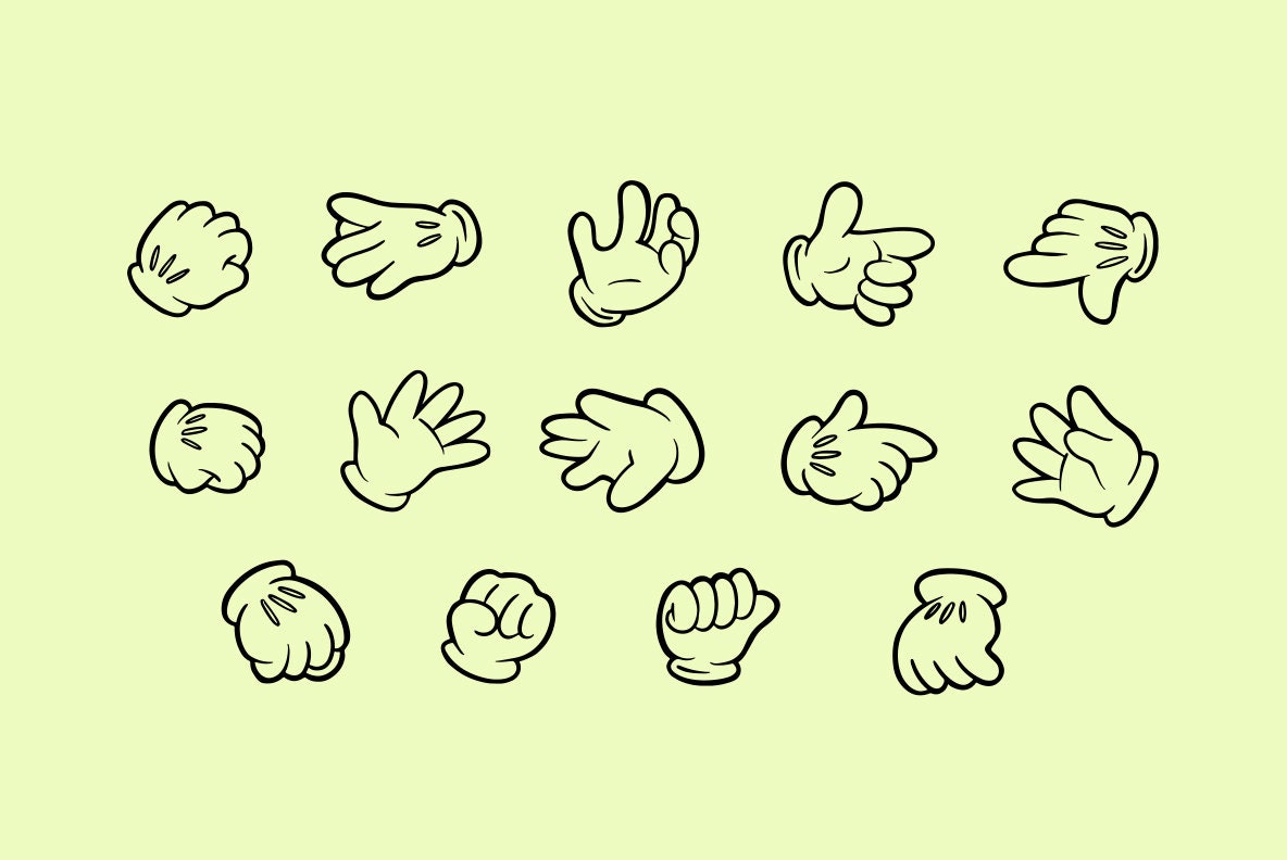Retro Cartoon Vector Hands | PNG Design | Logo Hands | Instant Download ...