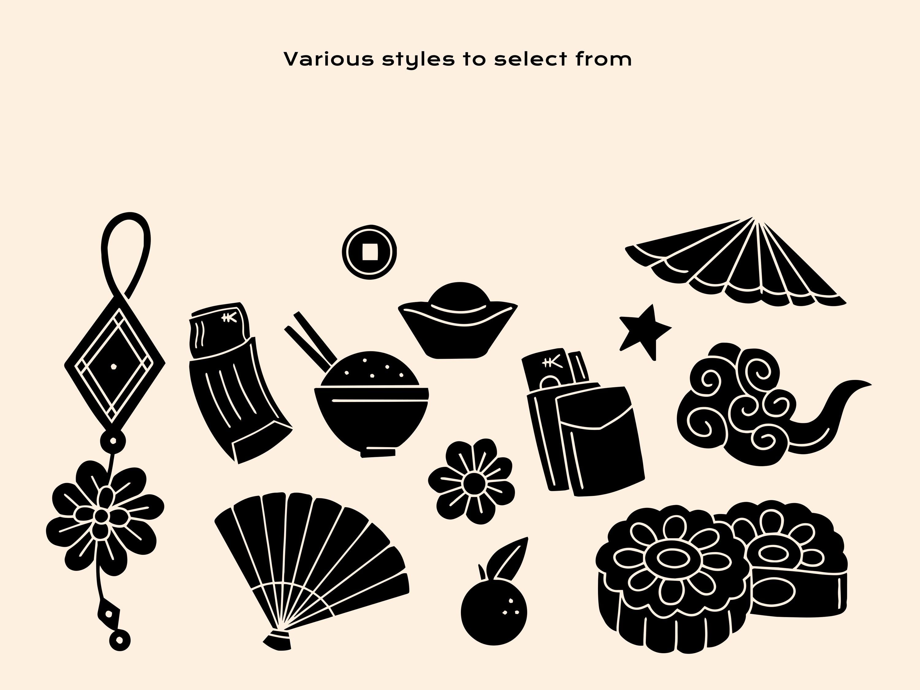 Lunar New Years Linocut Clipart Bundle, Handrawn Chinese Celebrations ...