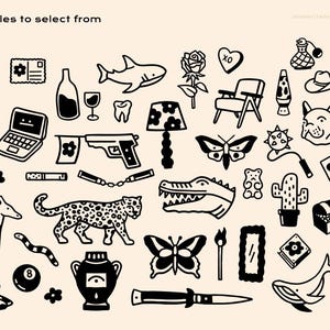 Abstract Tattoo Clipart Bundle, Handrawn Vector Tattoo Inspo, Simple ...