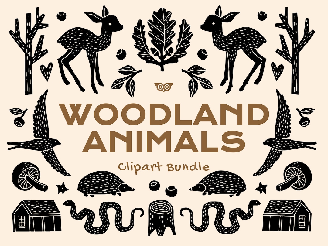 Woodland Animals Clipart Bundle, Animal SVG Files, Canva Bear PNG ...