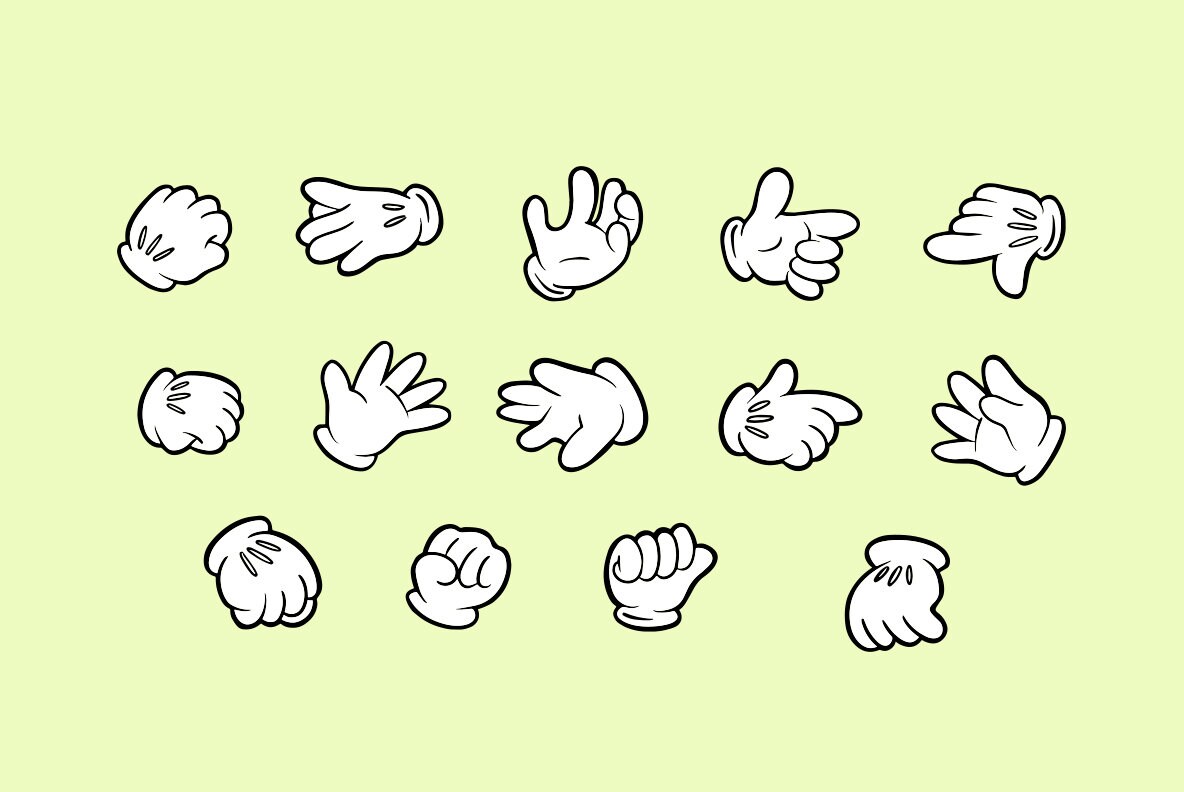 Retro Cartoon Vector Hands | PNG Design | Logo Hands | Instant Download ...