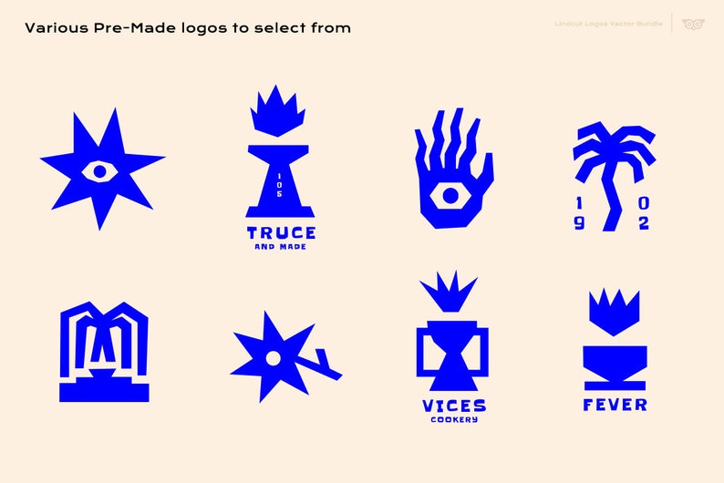 Linocut Logos Vector Bundle | Instant Download | Simple Vector | Text ...