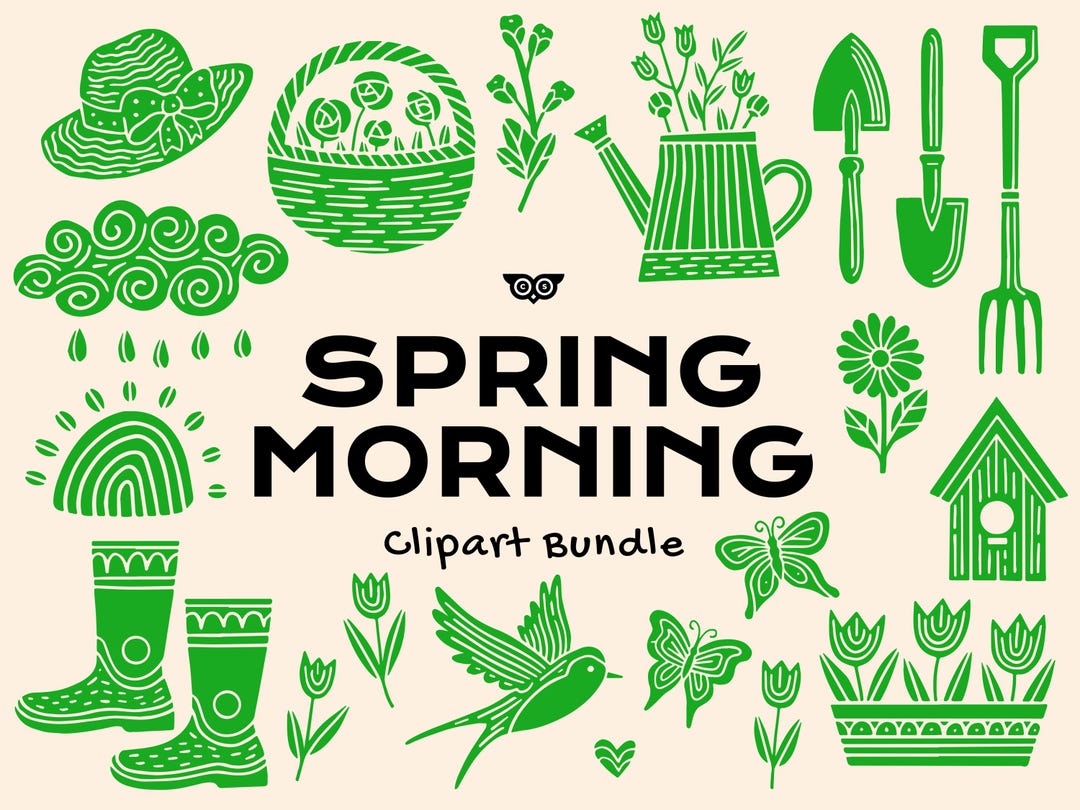 Spring Morning Clipart Bundle, Animal Linocut Season, Seasonal SVG ...