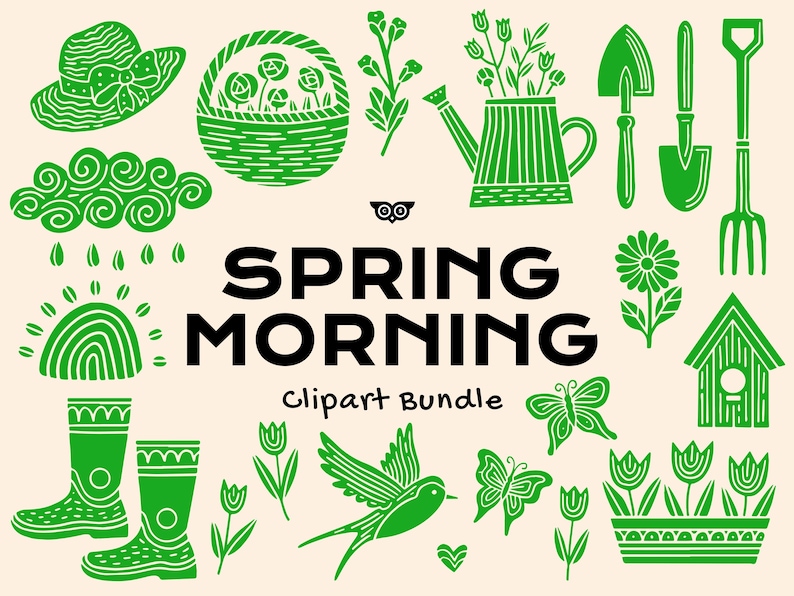 Spring Morning Clipart Bundle, Animal Linocut Season, Seasonal SVG ...