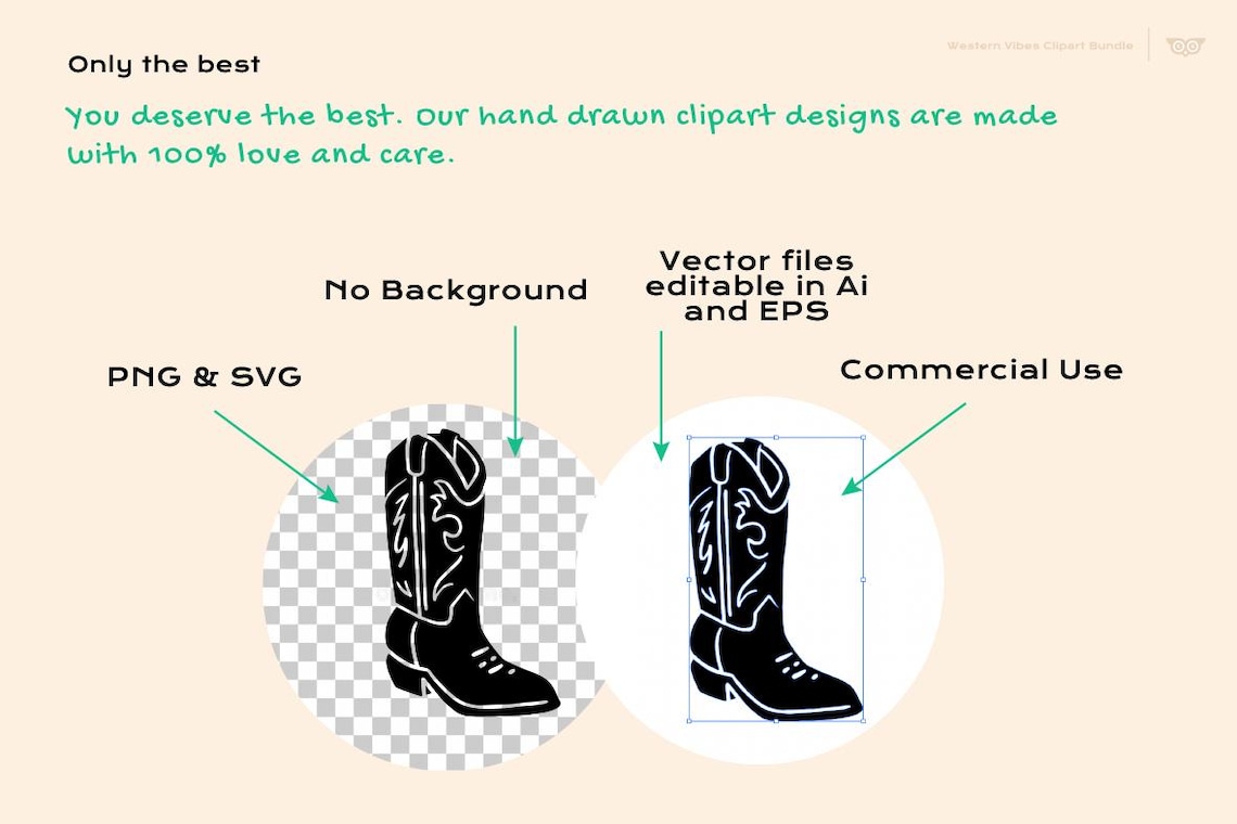 Western Vibes Clipart Bundle, Handrawn Linocut Cowboy PNG, Cowgirl SVG ...
