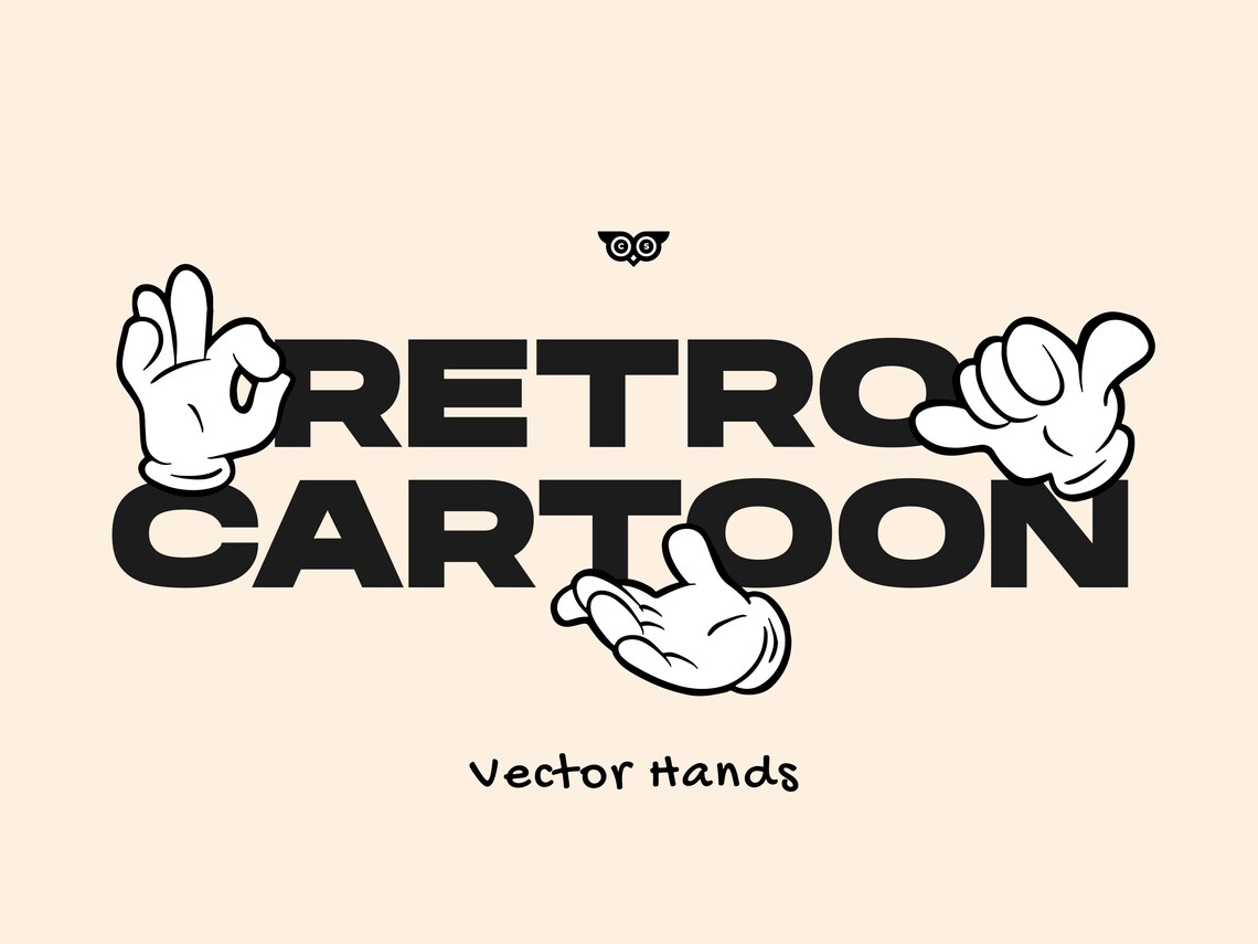 Retro Cartoon Vector Hands | PNG Design | Logo Hands | Instant Download ...