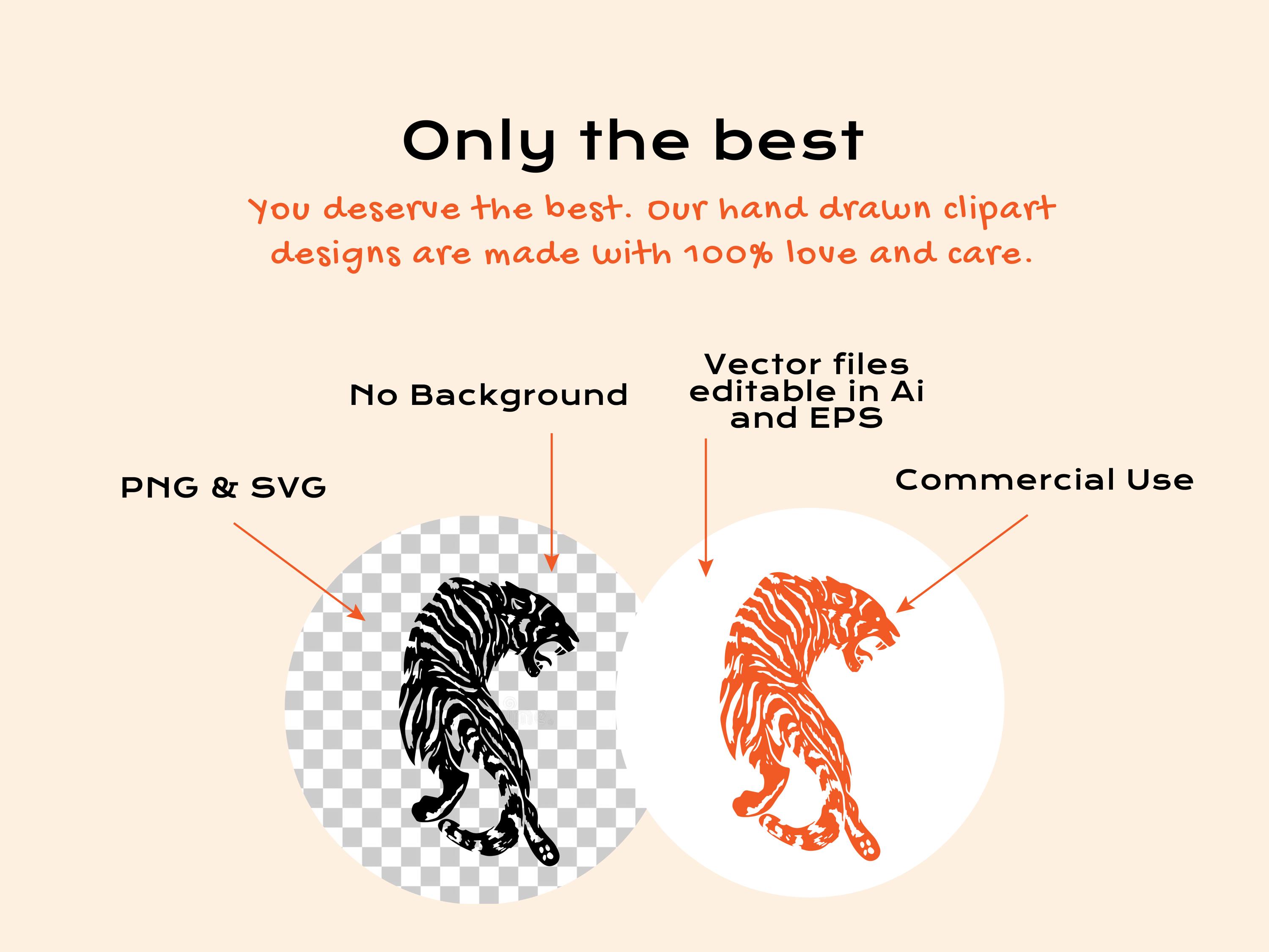 Linocut Tigers Clipart Bundle, Big Cats PNG Files, Downloadable Cat ...