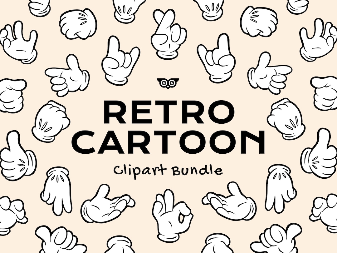 Retro Cartoon Vector Hands | PNG Design | Logo Hands | Instant Download ...
