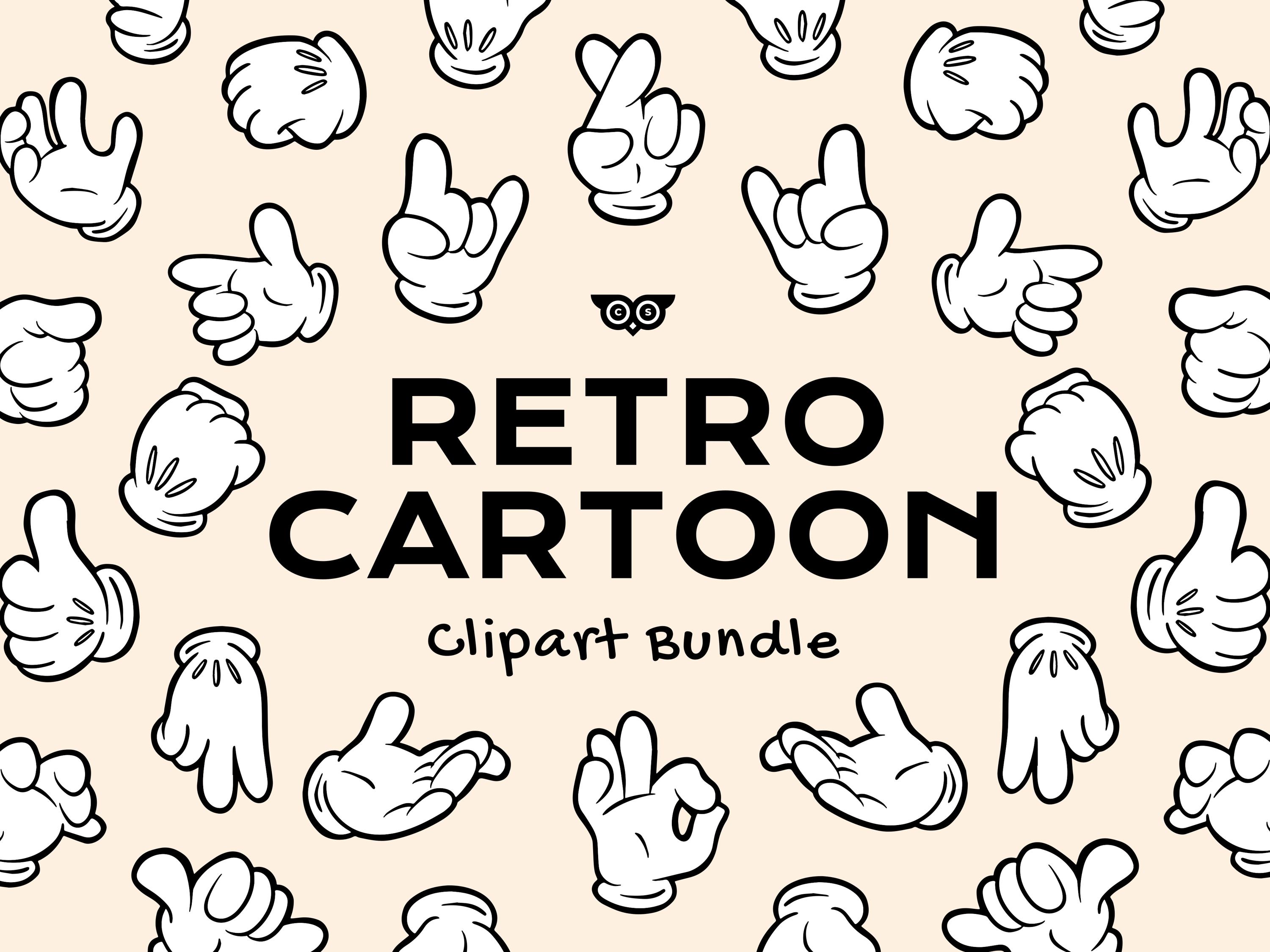Retro Cartoon Vector Hands | PNG Design | Logo Hands | Instant Download ...