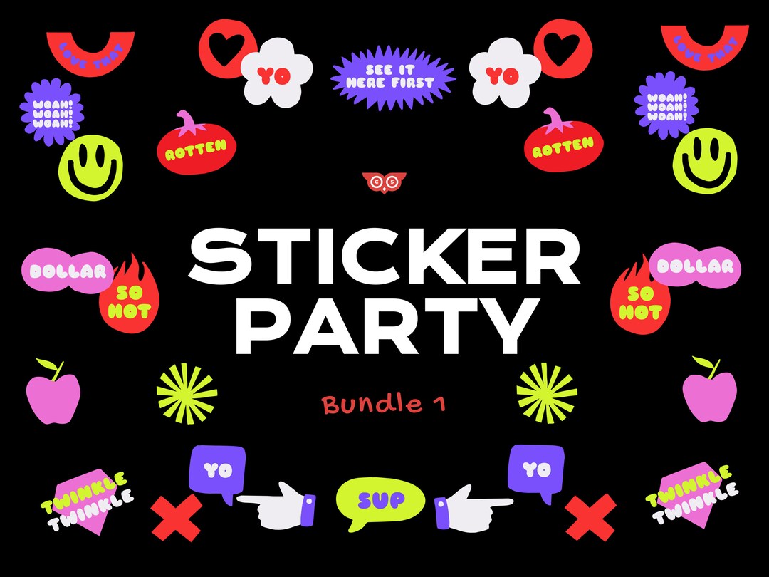 Sticker Party | Digital Sticker Builder | Instant Download | Colourful ...