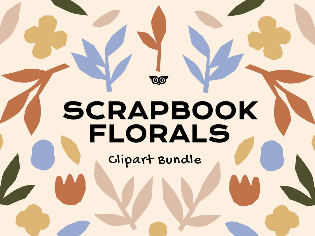 Scrapbook Florals Clipart Bundle, Handrawn Flower PNG, SVG Clipart ...