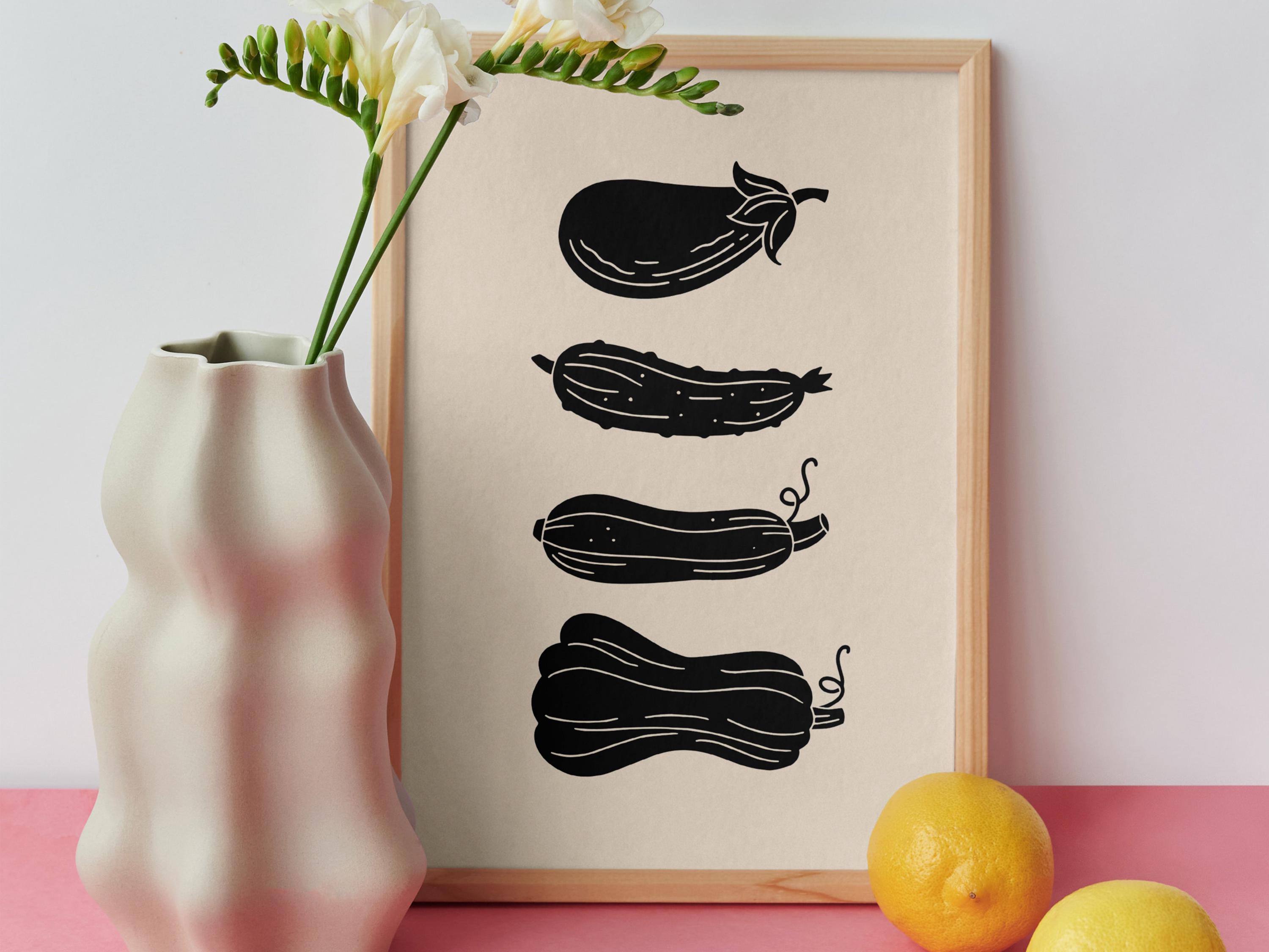 Veggies Linocut Bundle, Handrawn PNG Vegetables, Corn SVG, Menu ...