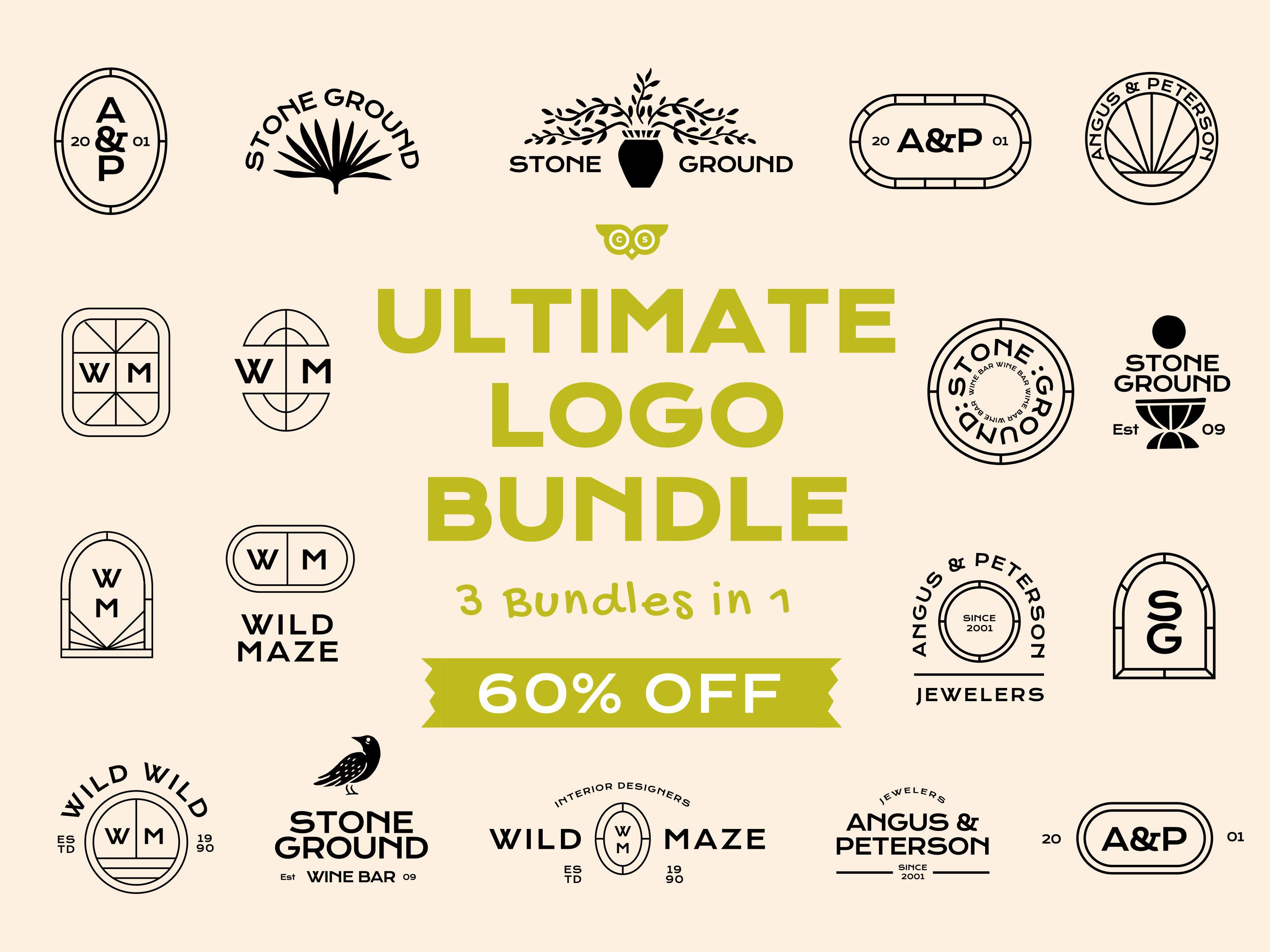 Ultimate Logo Bundle 60% OFF | 3 in 1 Bundle | Logo Templates ...