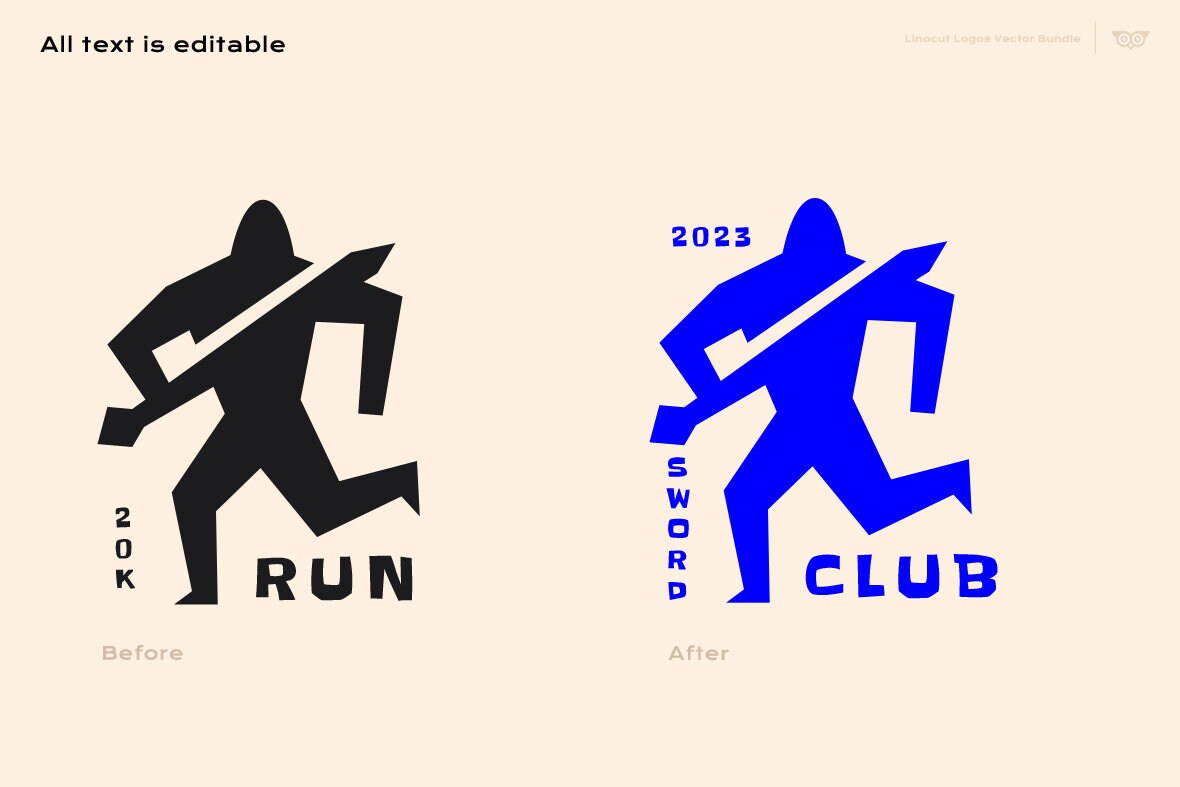 Linocut Logos Vector Bundle | Instant Download | Simple Vector | Text ...