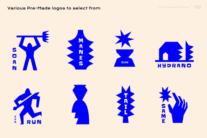 Linocut Logos Vector Bundle | Instant Download | Simple Vector | Text ...