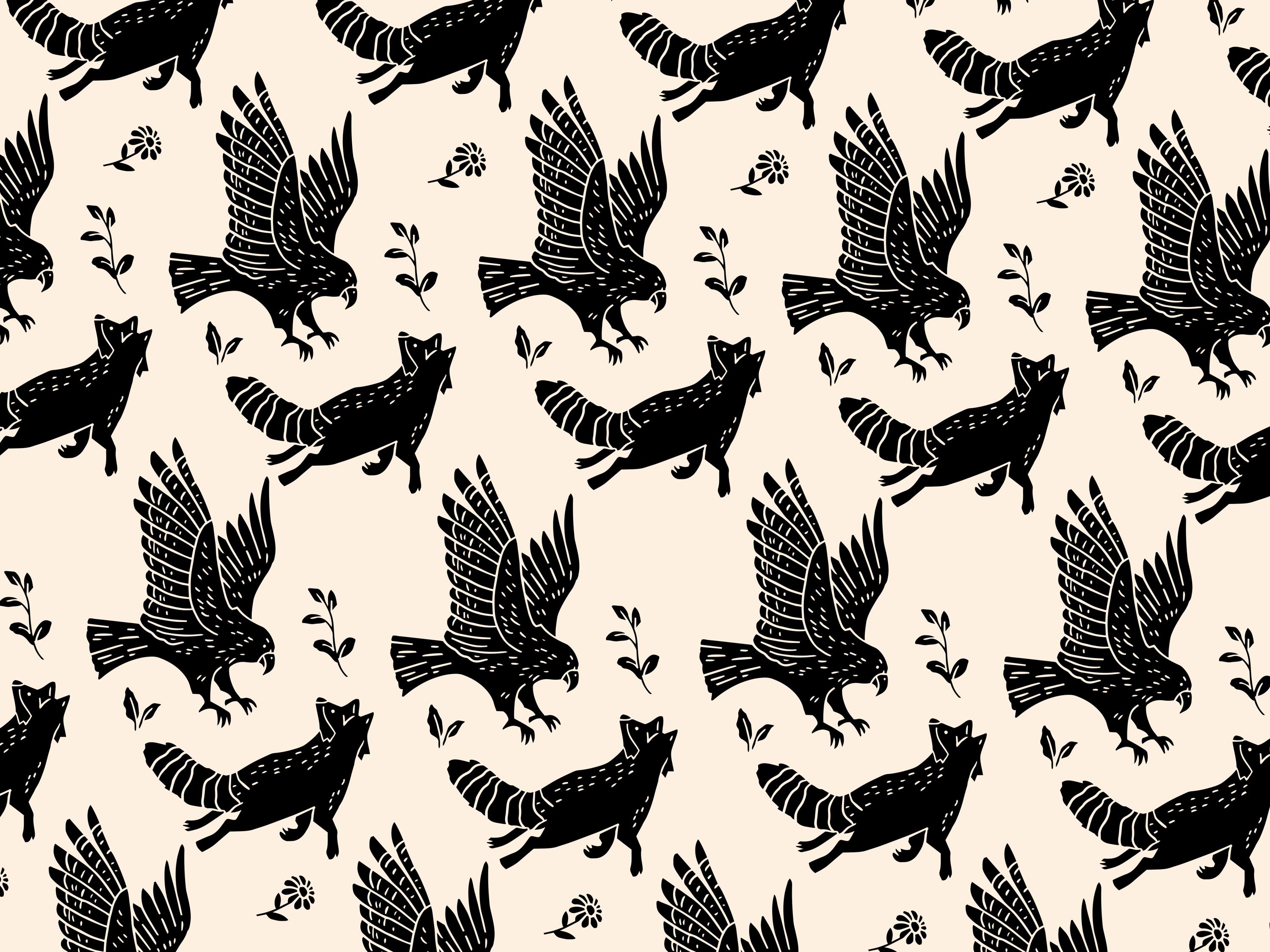 Forest Friends Linocut Clipart, Animal SVG, PNG Woodland Creatures ...