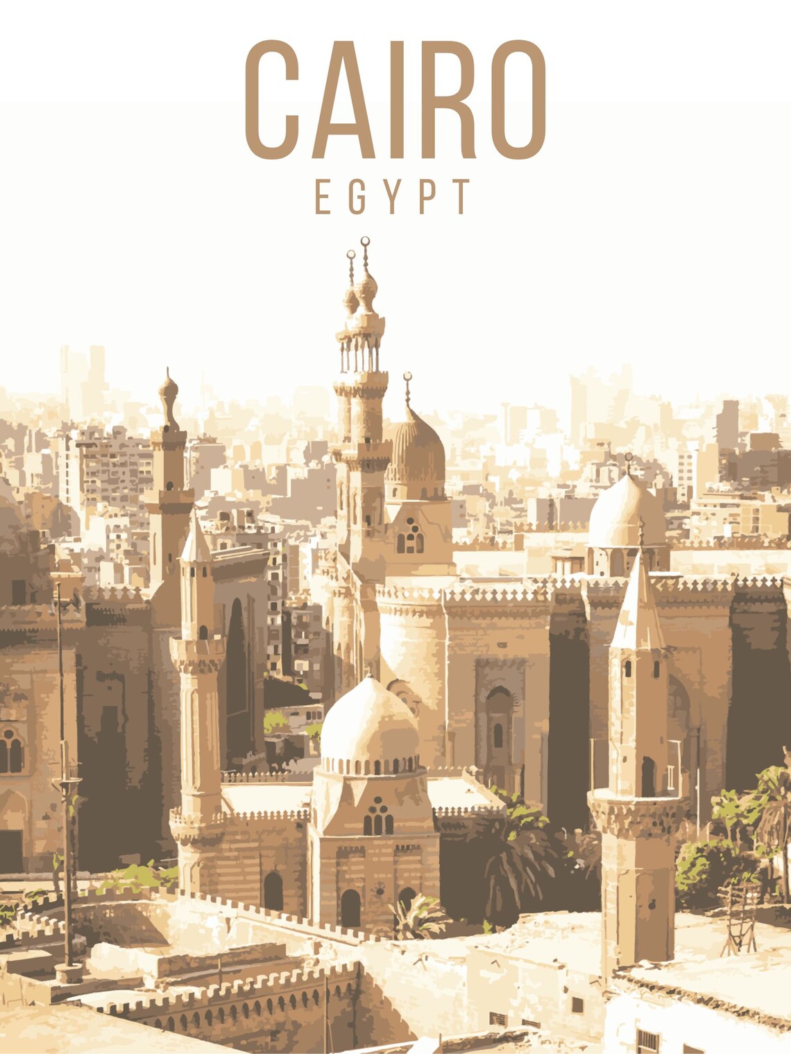 Cairo Egypt Retro Travel Poster Printable - Etsy