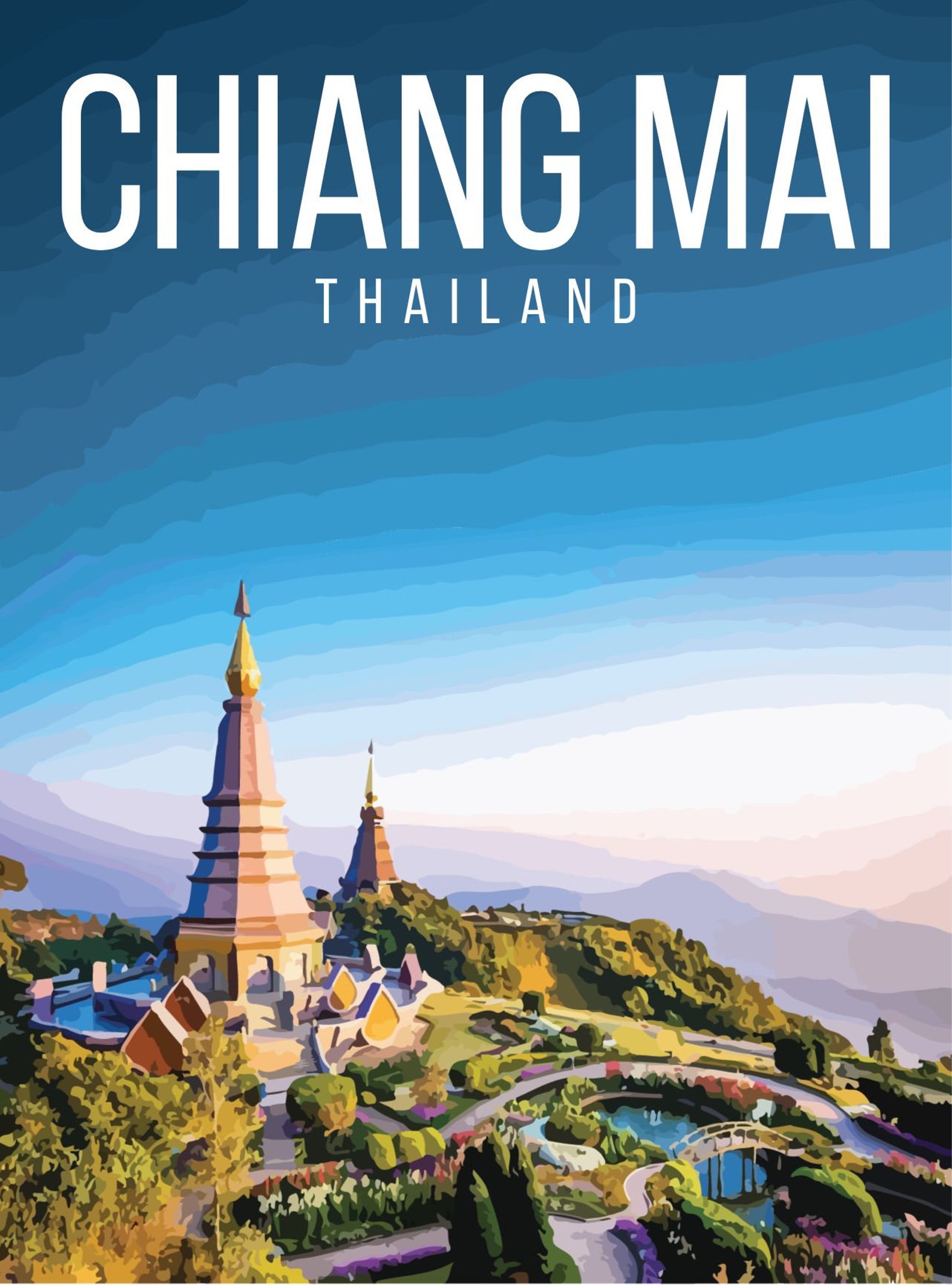 Chiang Mai Thailand Travel Poster - Etsy