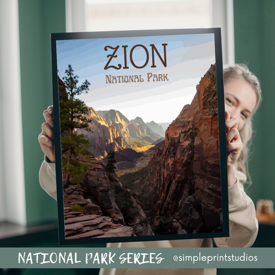 Zion National Park Travel Poster Printable Wall Art - Etsy