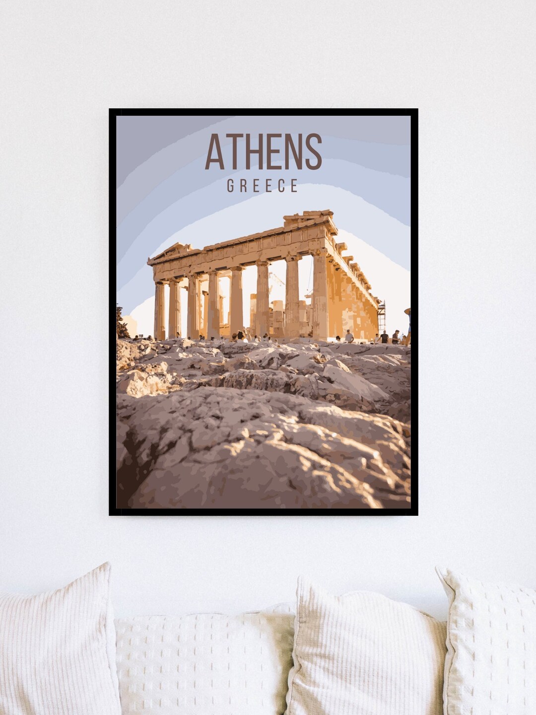 Athens Parthenon Greece Retro Travel Poster Printable - Etsy