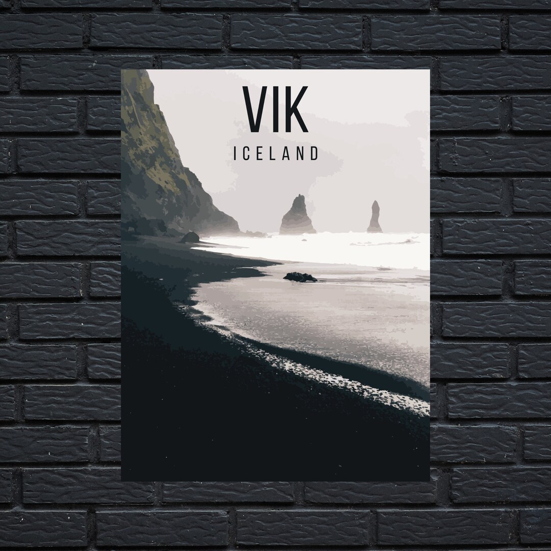 Vik Iceland Retro Travel Poster - Etsy