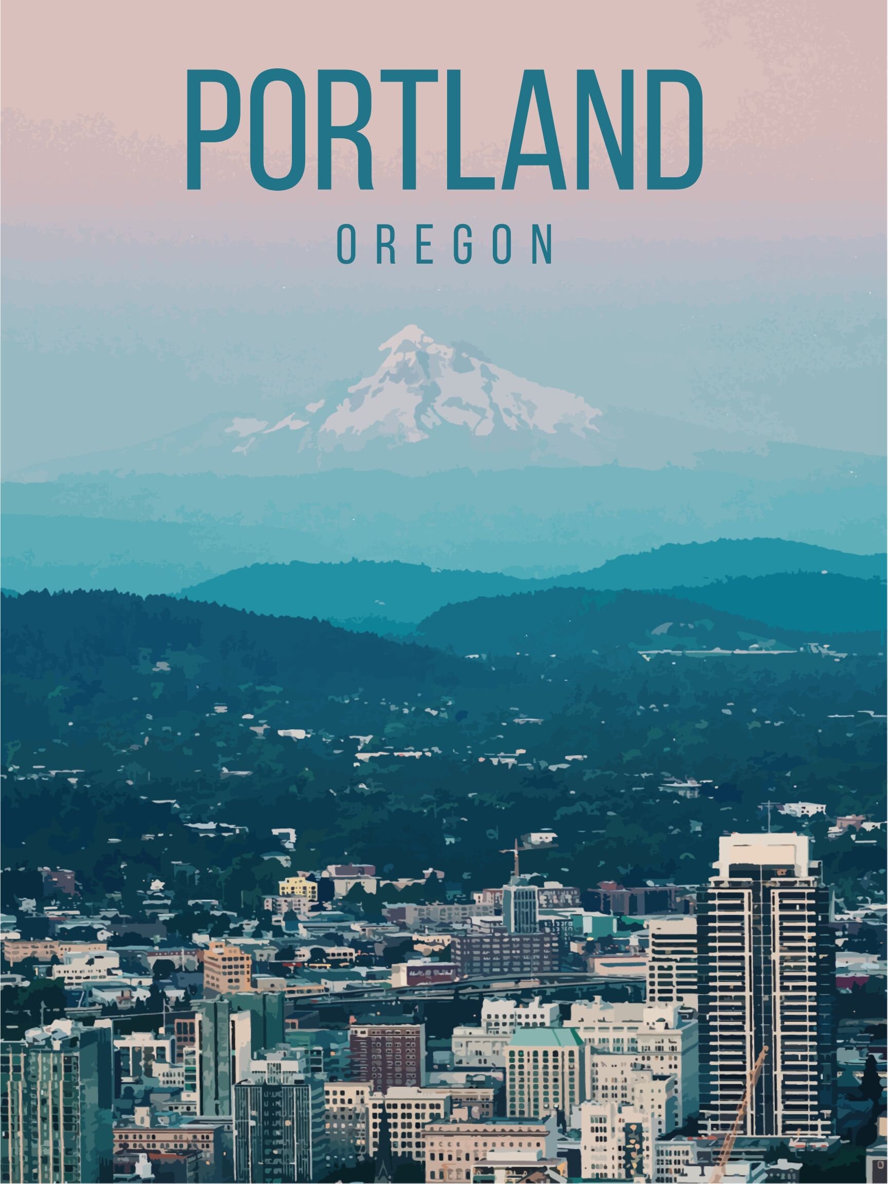 Portland Oregon Retro Travel Poster Printable - Etsy
