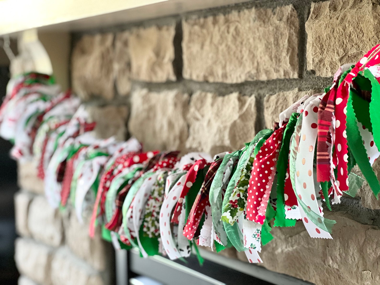 Christmas Rag Garland, Fabric Hanger, Fabric Garland for Christmas ...