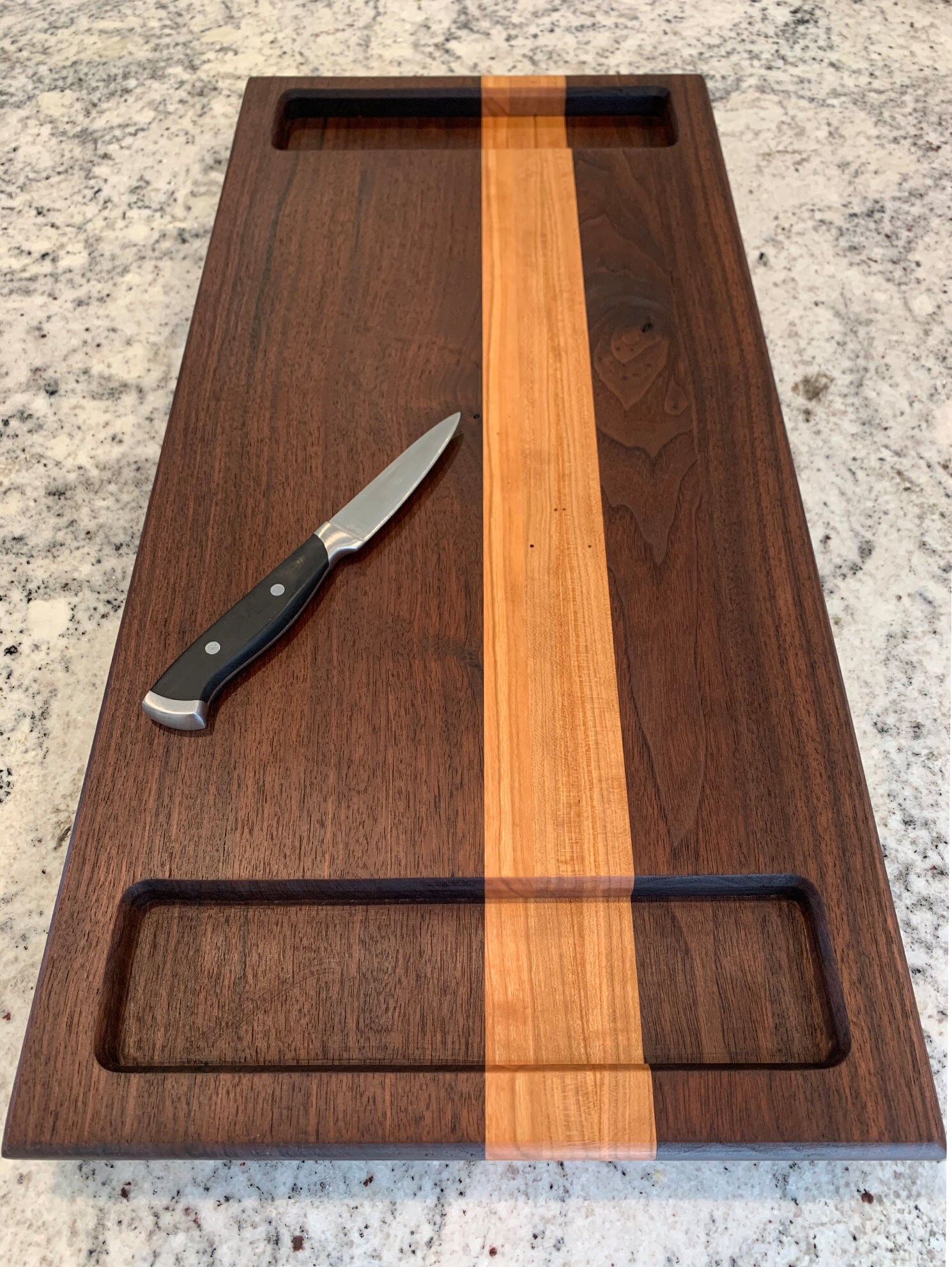 Handmade Hardwood Charcuterie Board With Cracker Trays -- Black Walnut ...